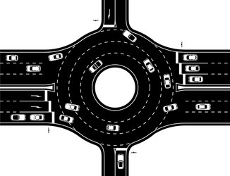 Set of different road sections with a circular Vector Image