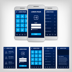 Blue mobile user interface design Royalty Free Vector Image