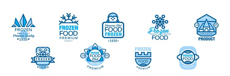 Frozen product premium food label for freezing Vector Image