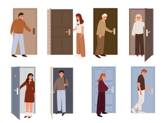 People come in and out Royalty Free Vector Image