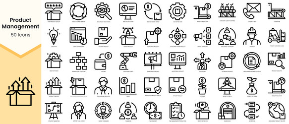 Set of software development icons simple line art Vector Image