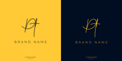 Initial letters pt logo design bundle Royalty Free Vector