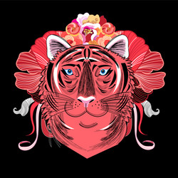 Graphic portrait ornamental tiger Royalty Free Vector Image