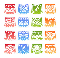 Papel picado alphabet letters template set Vector Image