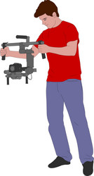 Videographer with handheld steadycam silhouettes Vector Image