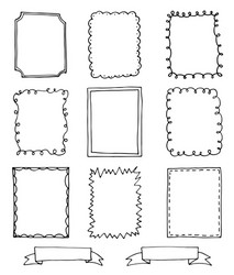 Doodle frames set - with hand drawn Royalty Free Vector