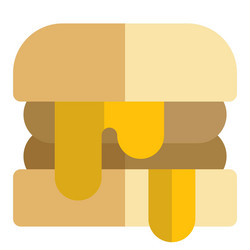 Tasty baked cheese dripping burger Royalty Free Vector Image