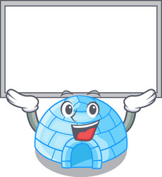 Grinning with board character cartoon ice house Vector Image