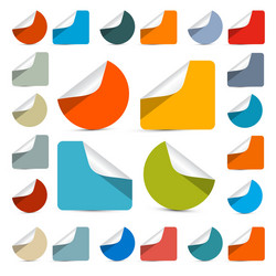 Colorful empty stickers set with bent corner Vector Image