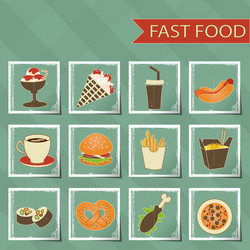 Food flat retro icons Royalty Free Vector Image