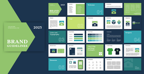 Green and blue brand guidelines template brand Vector Image
