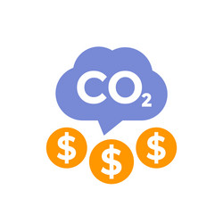 Carbon dioxide emissions cost icon Royalty Free Vector Image