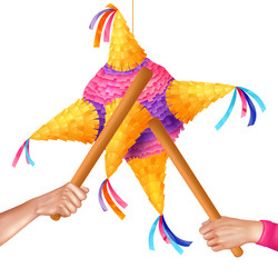 Realistic pinata poster Royalty Free Vector Image