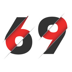 69 6 9 number logo design with a creative cut Vector Image