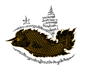 Tiger in thai traditional tattoo Royalty Free Vector Image