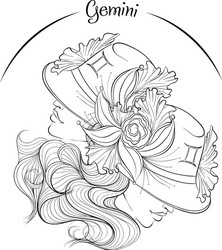 Astrological sign of gemini as a beautiful girl Vector Image