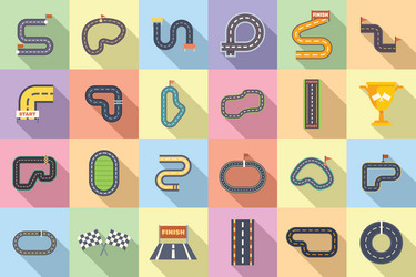 Racetrack icons set outline map track Royalty Free Vector