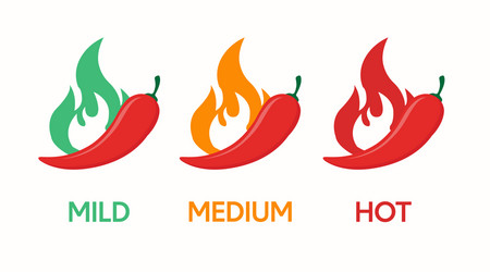 Red chili pepper strength scale indicators Vector Image