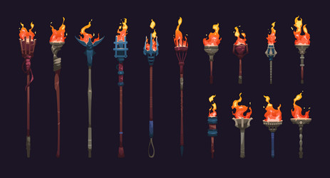 Torch burning sequence sprite animation frame set Vector Image