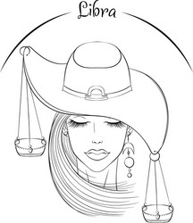 Astrological sign of libra as a beautiful girl Vector Image
