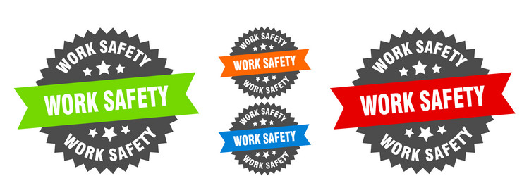 Work safety blue label isolated seal Royalty Free Vector