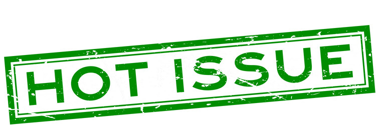 Grunge green hot issue word with star icon round Vector Image