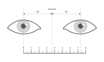 Optical center measurement template eye frame Vector Image