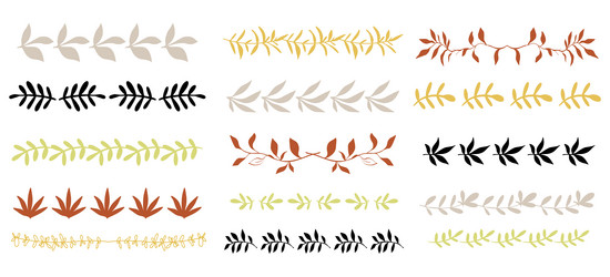 Floral dividers set hand drawn leaf borders decor Vector Image
