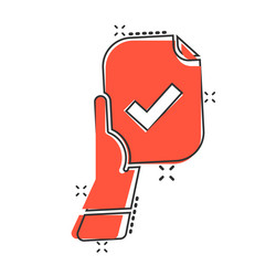 People hand with check mark icon in comic style Vector Image