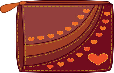 Cartoon coin purse with paper bank notes Vector Image