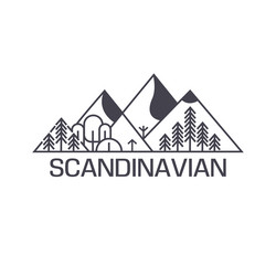 Scandinavian logo landscape Royalty Free Vector Image