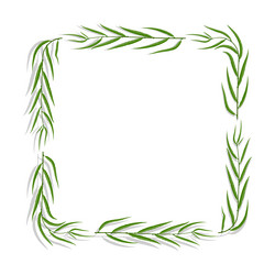 Willow tree frame with green leaves wreath border Vector Image