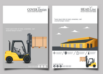 Warehouse flyer set with forklift truck Royalty Free Vector