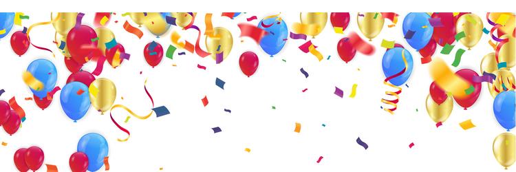 Balloons confetti banners and a sign for text Vector Image