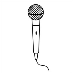 Microphone icon and notes outline classic mic Vector Image