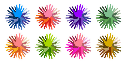 Hand print circle icon set handprint emblems Vector Image