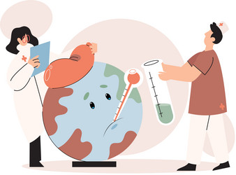 Unhappy tired ill planet earth global warming Vector Image