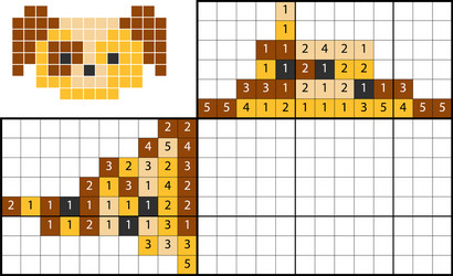 Paint number puzzle nonogram bear Royalty Free Vector Image