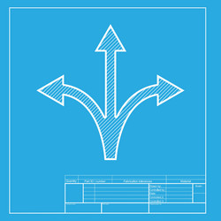 Three-way direction arrow sign cordovan Royalty Free Vector