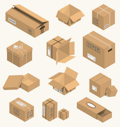 Set of isometric carton packaging box 3d Vector Image