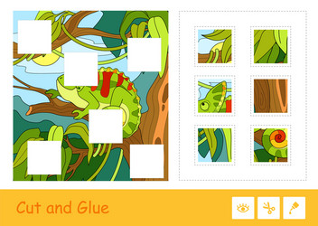 Colorful puzzle cut and glue game for kids Vector Image