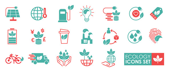 Global warming icon set solid simple style Vector Image