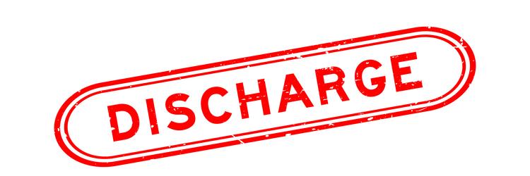 Grunge red discharge word oval rubber stamp Vector Image