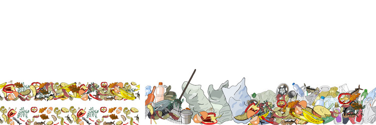 Seamless border with garbage on ocean Royalty Free Vector