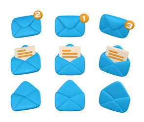 3d realistic mail envelope icon incoming mail Vector Image