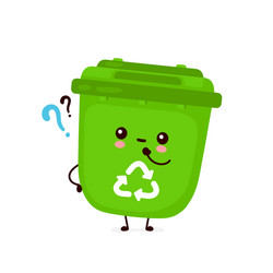 Cute happy smiling trash bin with question mark Vector Image