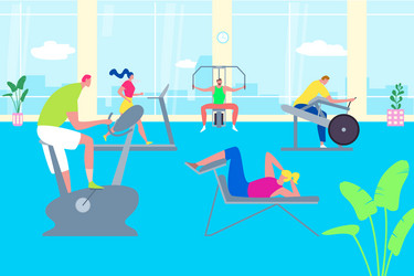 City sport club gym interior cartoon Royalty Free Vector