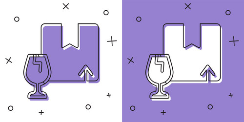 Line delivery package box with fragile content Vector Image