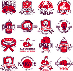 Set of cool fighting club emblems martial training