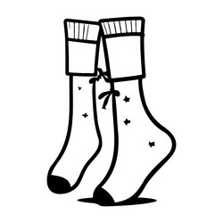 Socks icon hand draw black christmas colour logo Vector Image